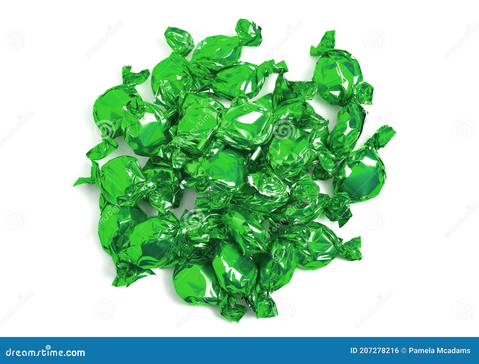 Pile of Green Wrapped Candy Isolated on a White Background Stock Photo ...