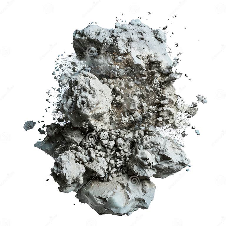 Pile of Grey Stones and Gravel Exploding on White Background Stock ...