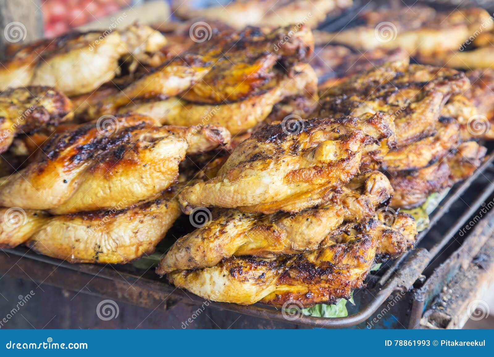 Pile of Grilled Chicken Stall Shop by Thai Style with Selective Stock ...