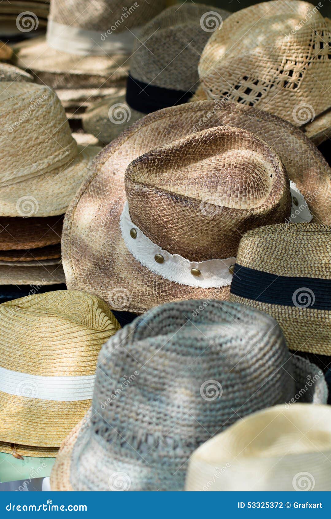 Pile of Hats on Market stock photo. Image of garment - 53325372
