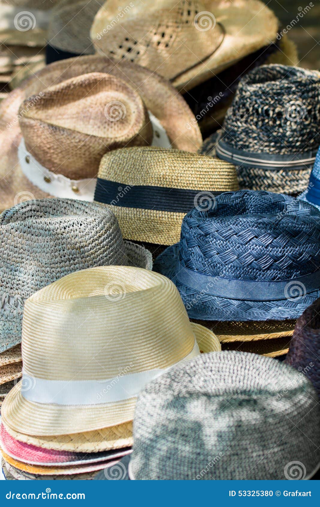 Pile of Hats on Market stock photo. Image of discount - 53325380