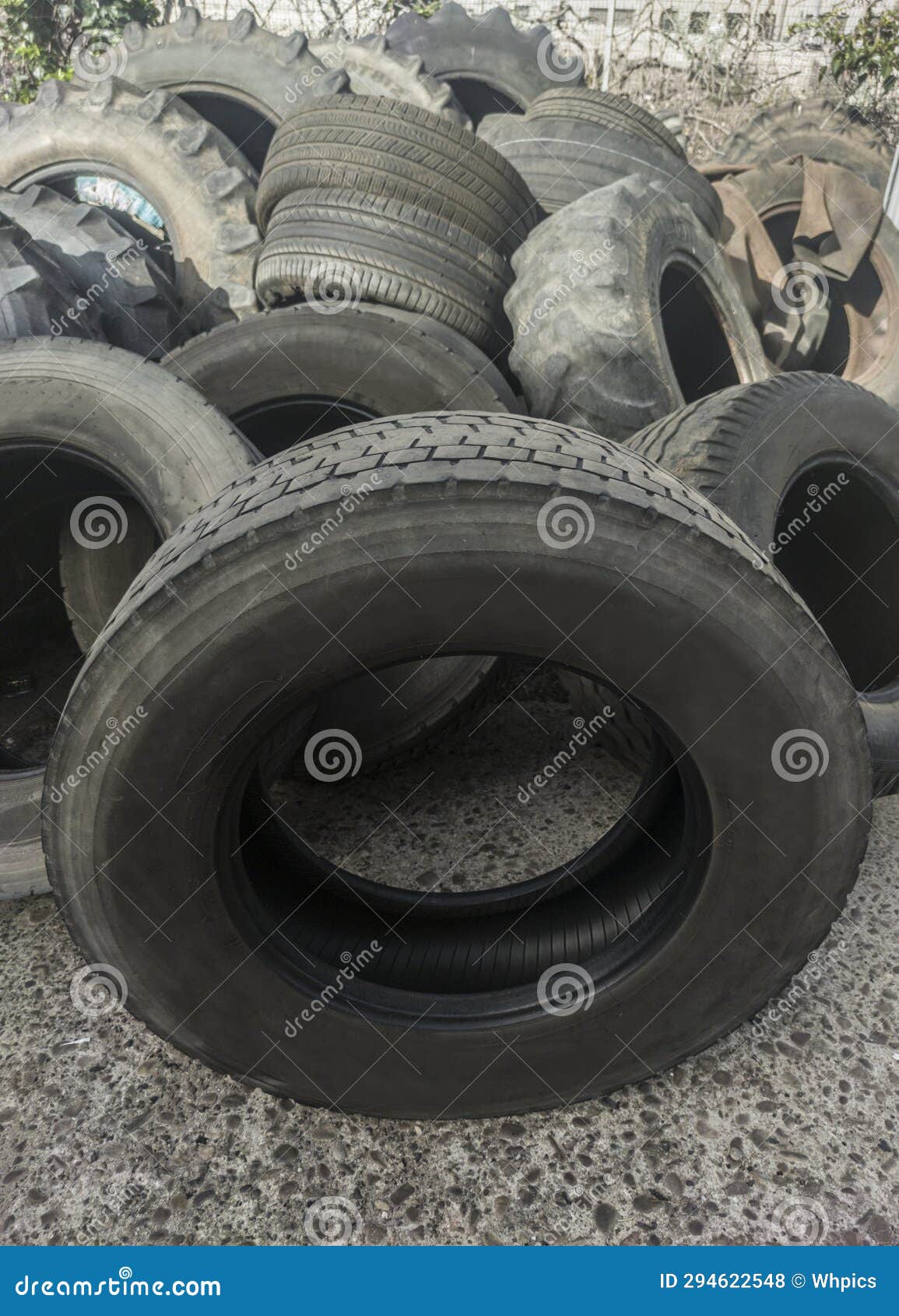 Pile of Heavy Duty Used Tyres Stock Photo - Image of tracks, duty ...