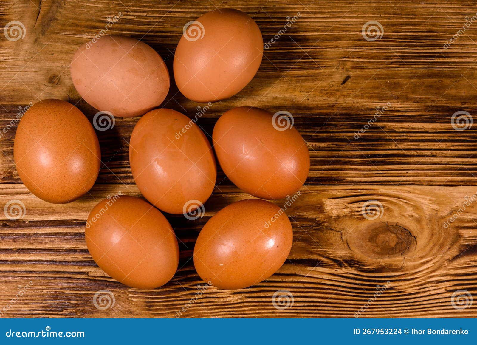 Pile of the Hen Eggs on Wooden Table. Top View Stock Photo - Image of ...
