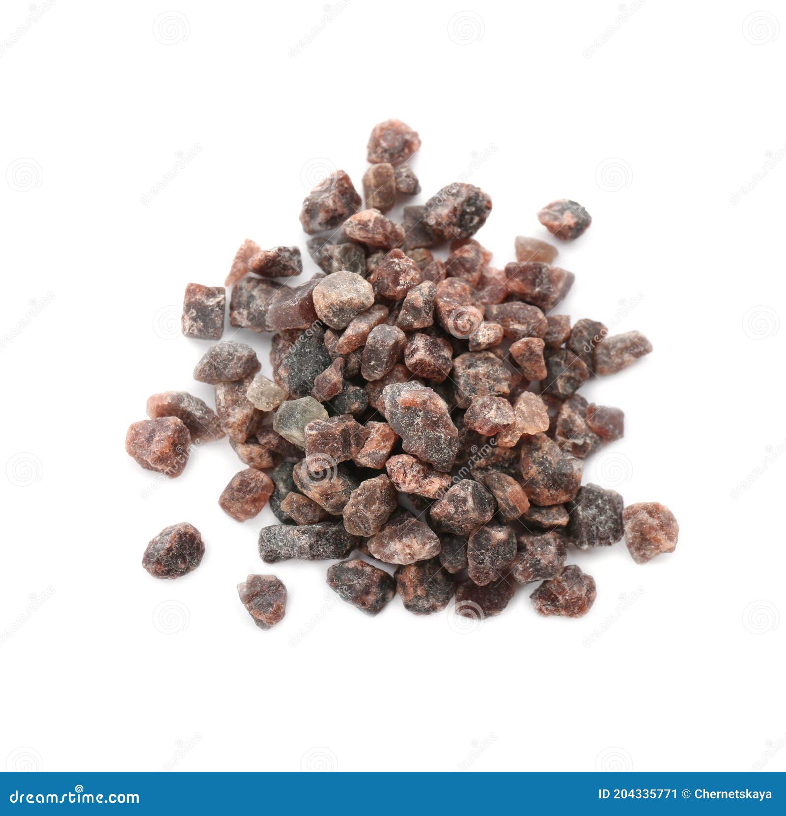 Pile of Himalayan Black Salt Isolated on White, Top View Stock Image ...