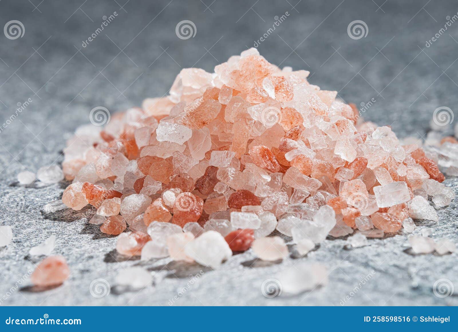 A Pile of Himalayan Pink Salt. Close Up from Low Angle View Indoors ...