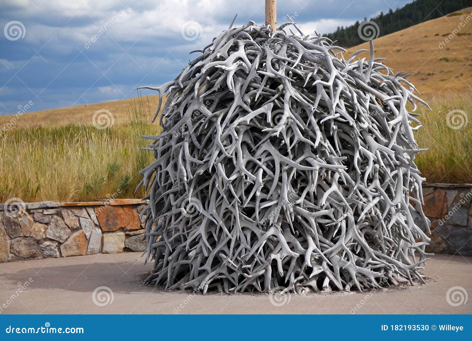 Pile of Horns at the National Bison Range Stock Photo - Image of ...