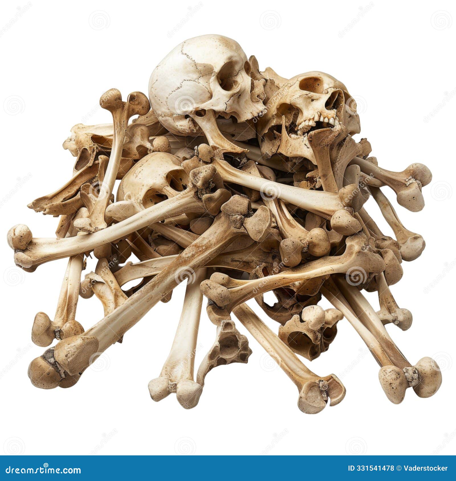 A Pile of Human Skulls and Bones Stock Photo - Illustration of pile ...