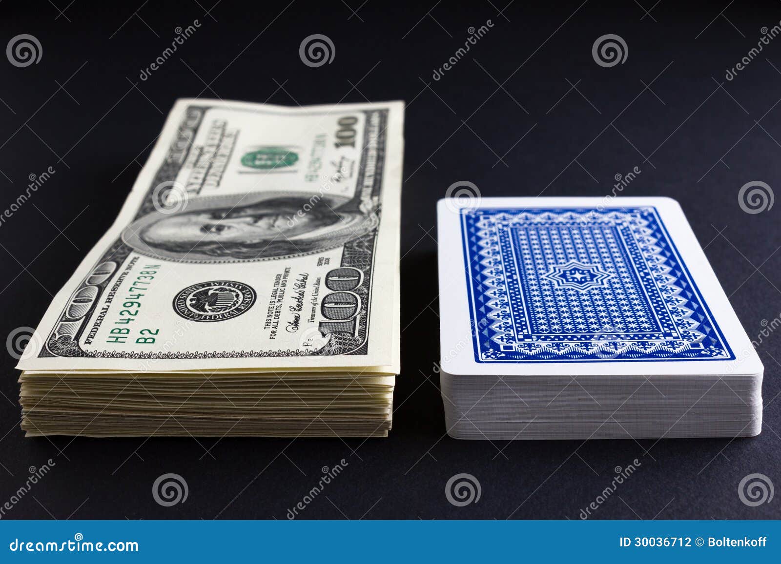 Deck of Cards and Pile of Money Stock Photo - Image of fortune, lucky ...