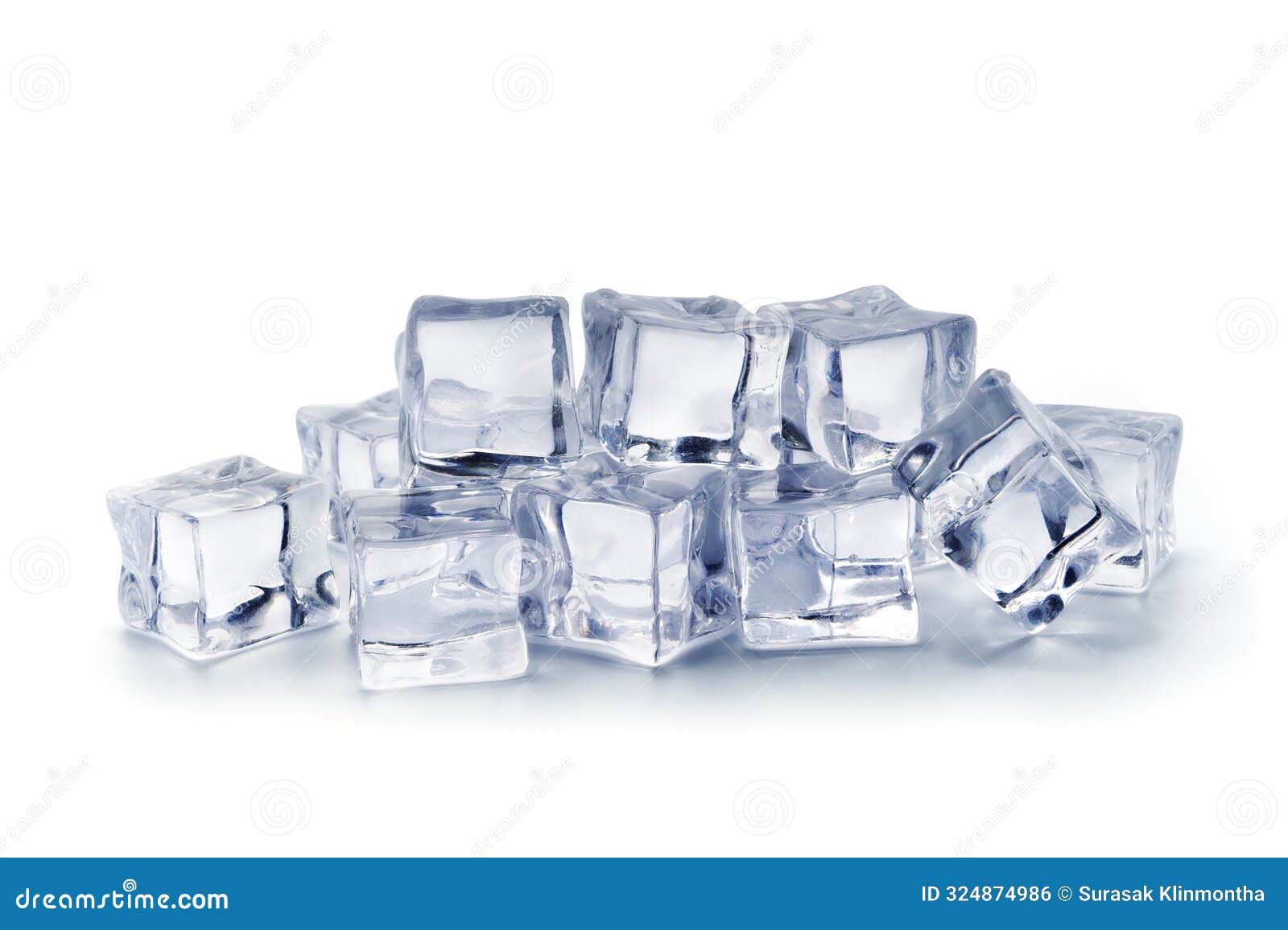 Pile of Ice Cubes Isolated on White Background, Artificial Acrylic Ice ...