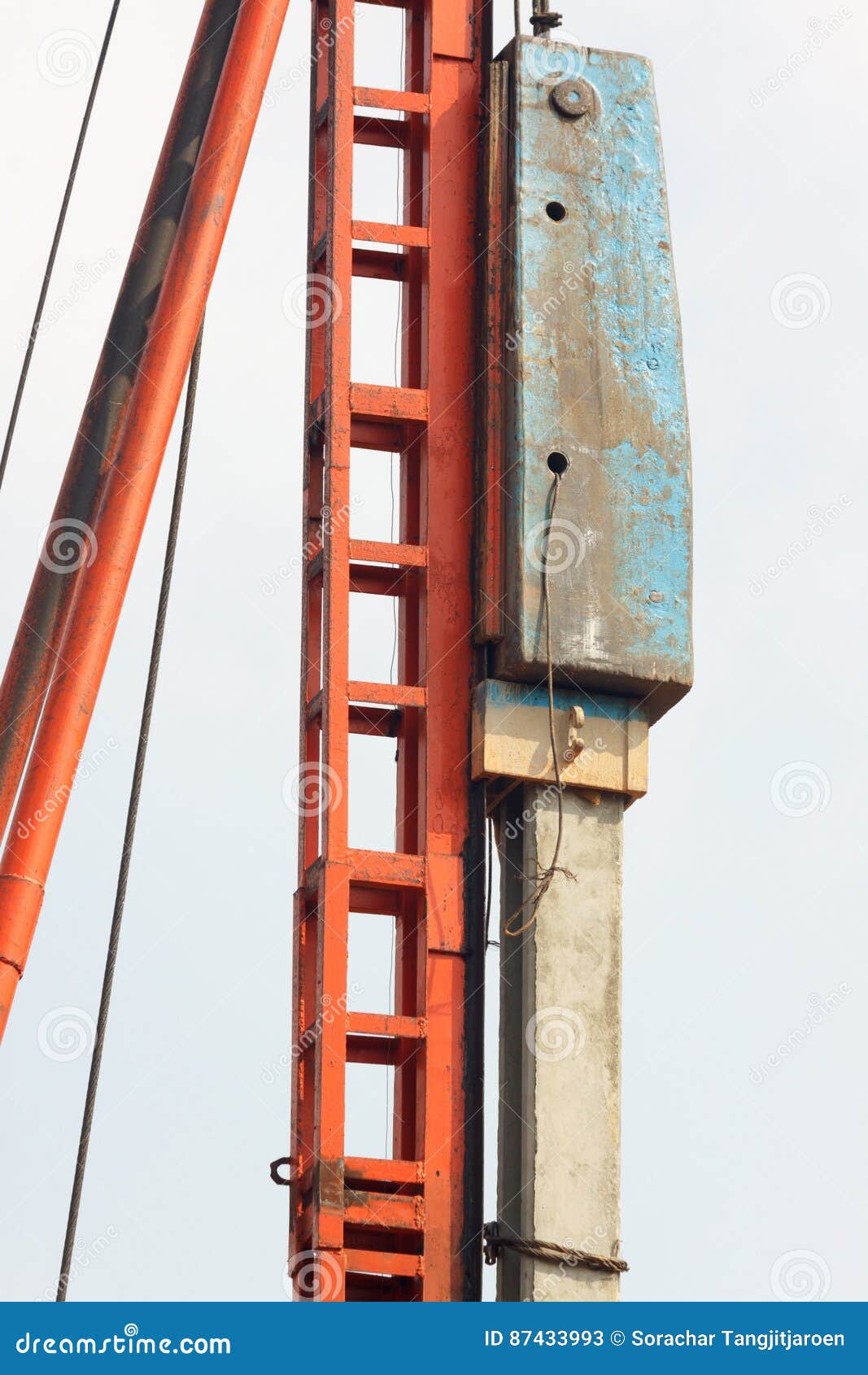 Drop Hammer While Working On Driving Piles, Diesel Hammer Strikes A ...