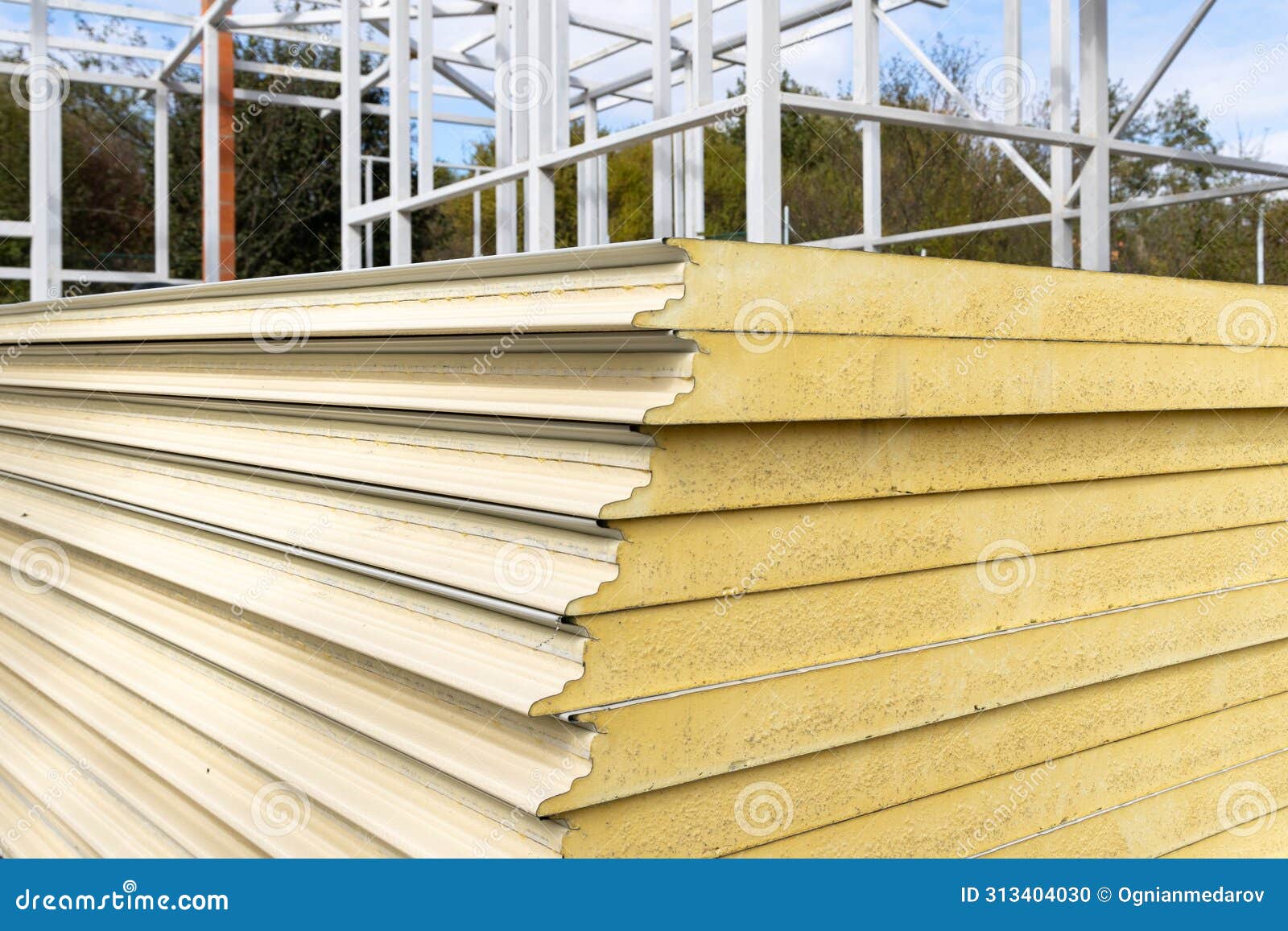 Pile of Insulation Sandwich Panels on a Construction Site Stock Photo ...