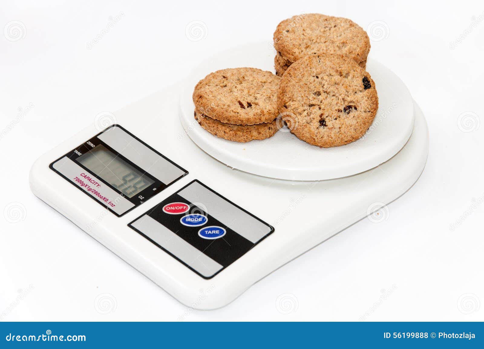 Pile of Integral Cookies on the Digital Kitchen Scale Stock Photo ...