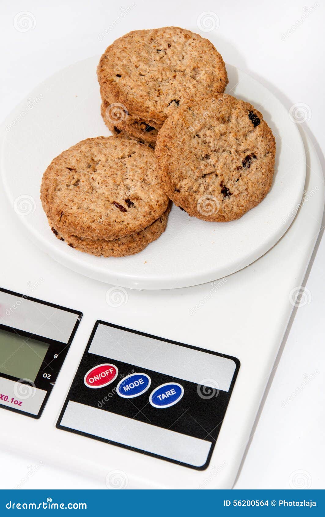 Pile of Integral Cookies on the Digital Kitchen Scale Stock Photo ...