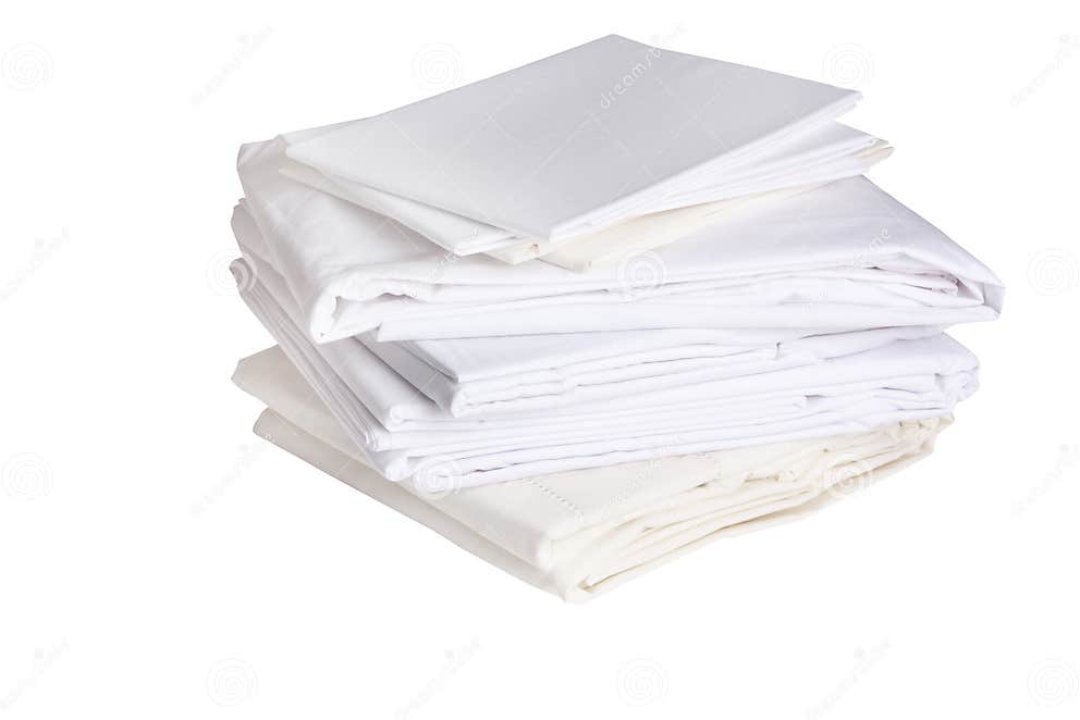 Pile of Ironed White Bed Sheets Stock Image - Image of throws, pile ...