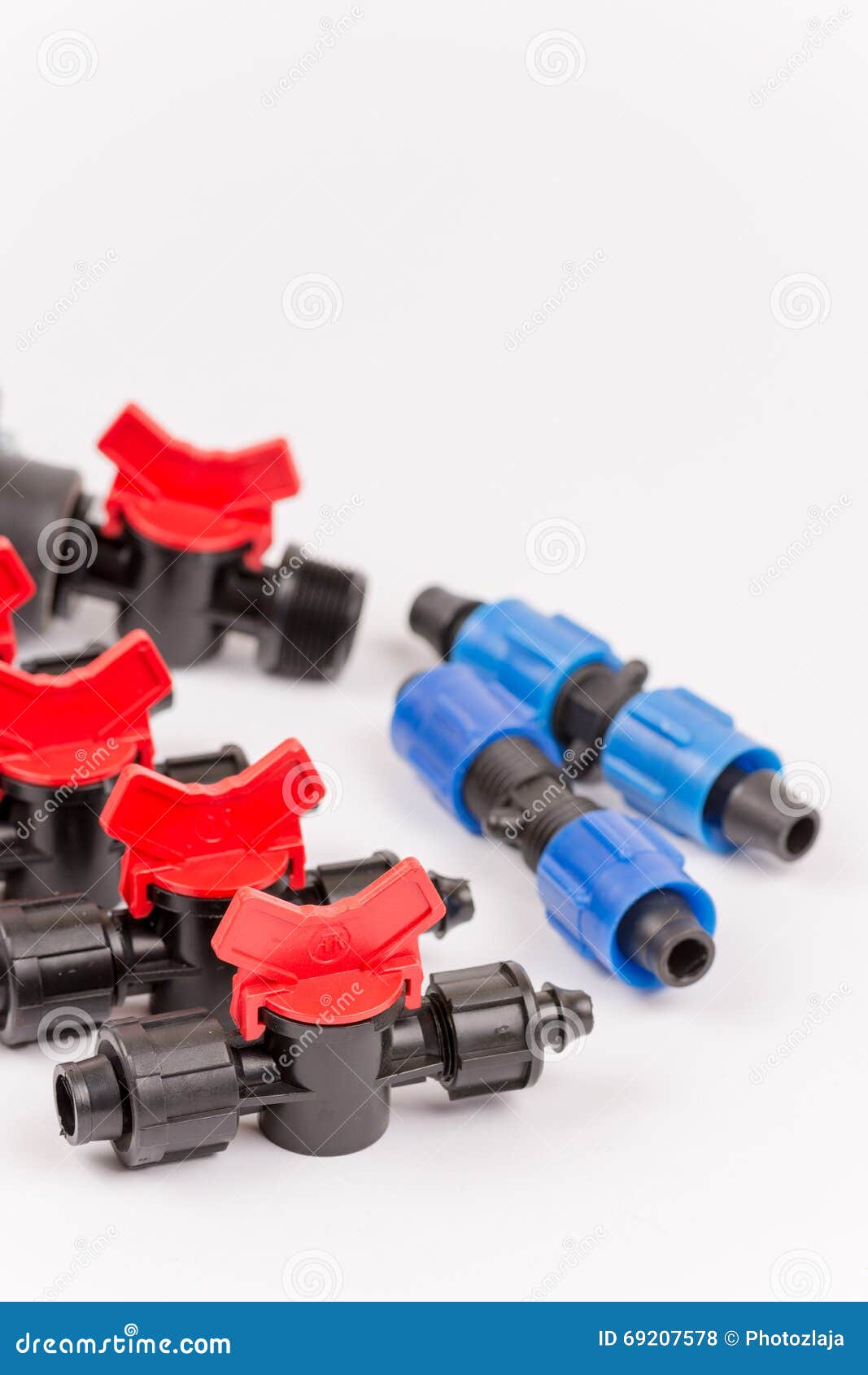 Pile of Irrigation Tools and Valves Over White Stock Photo - Image of ...
