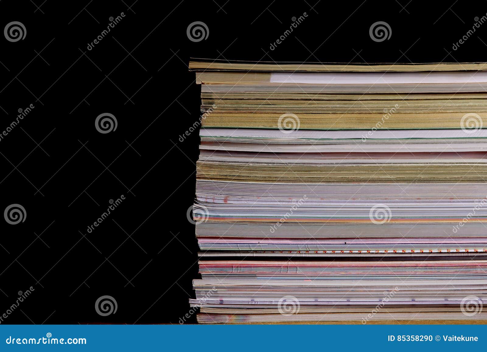 Pile of Journals in Front of Black Background. Stock Photo - Image of ...