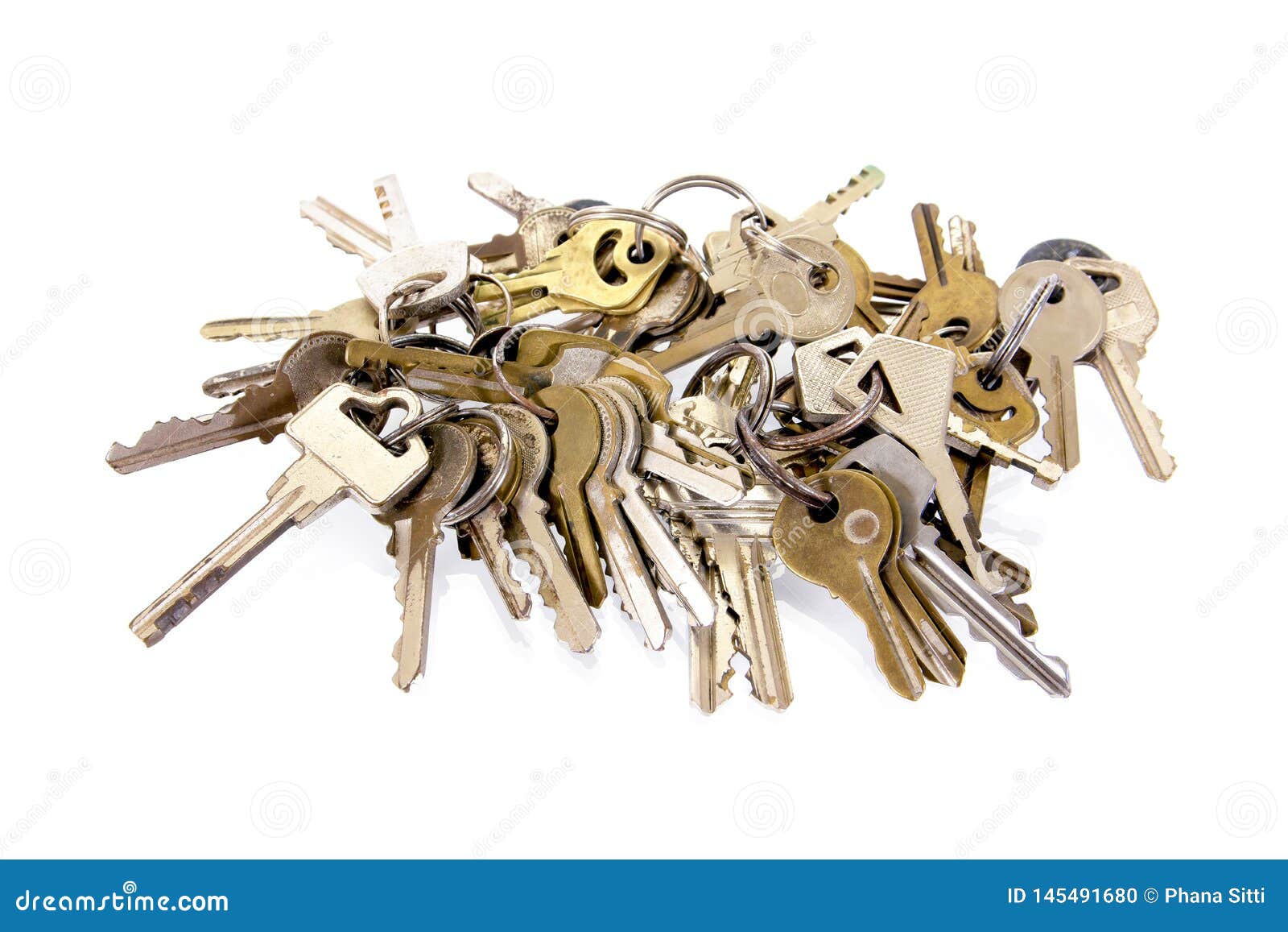Pile of Keys on White Background Stock Photo - Image of open, launch ...