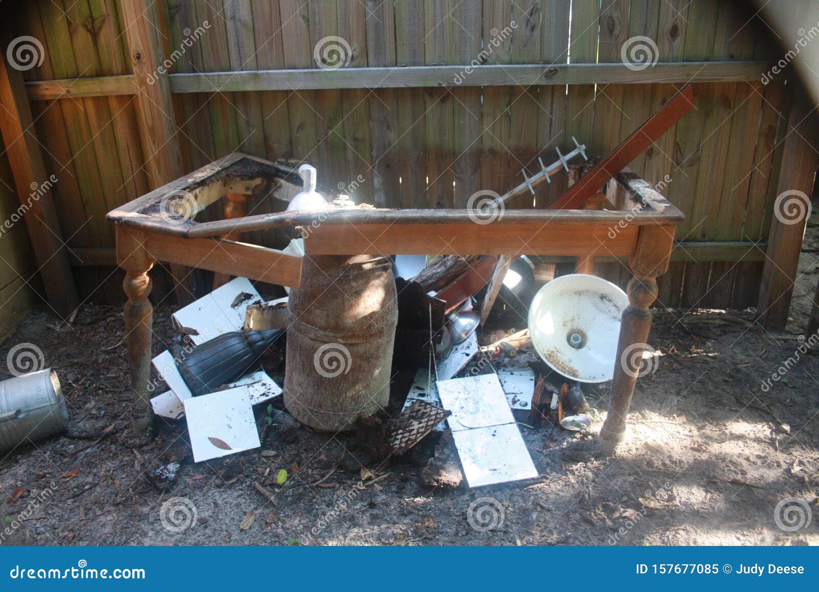 A Pile of Kitchen Items Ripped from a Home during a Hurricane Stock ...