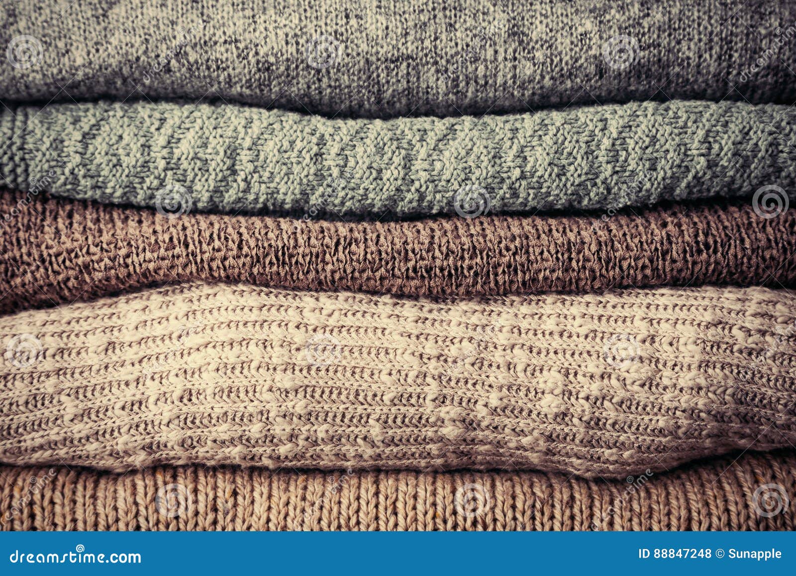 Pile of Knitted Winter Clothes Closeup Stock Photo - Image of clothes ...