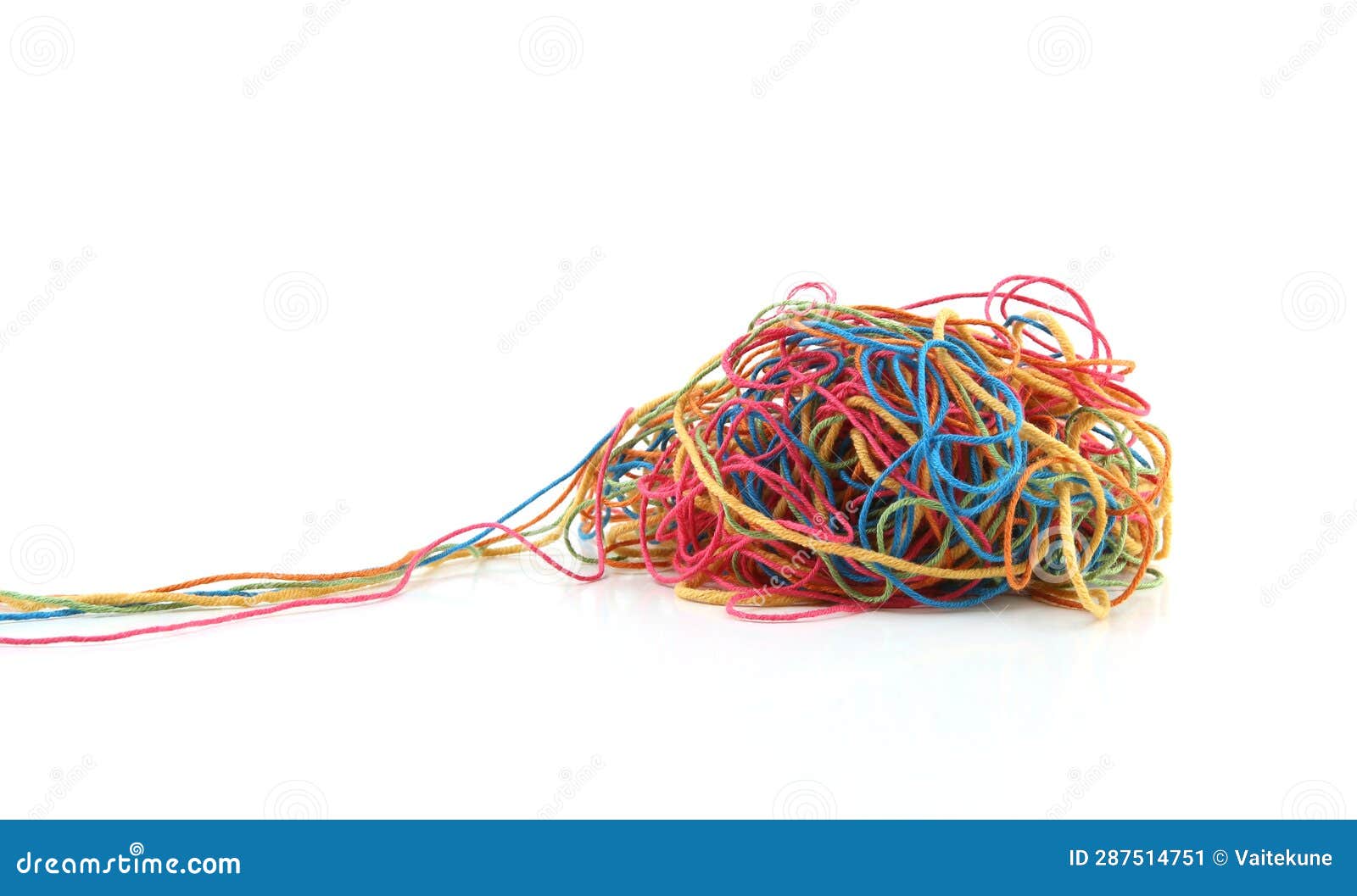 Tangled Colorful Cotton Threads Isolated on White Background. Stock ...