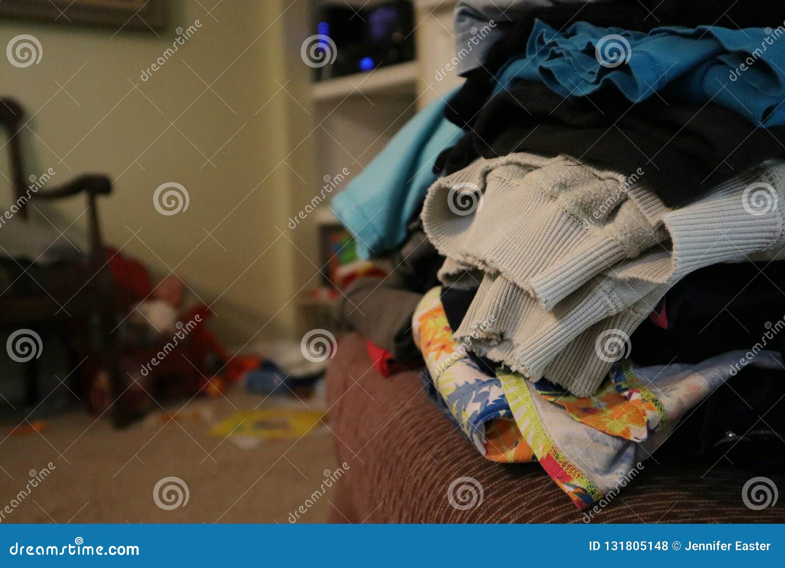 Pile of Laundry Folded in a Stack Stock Photo - Image of chore, stack ...