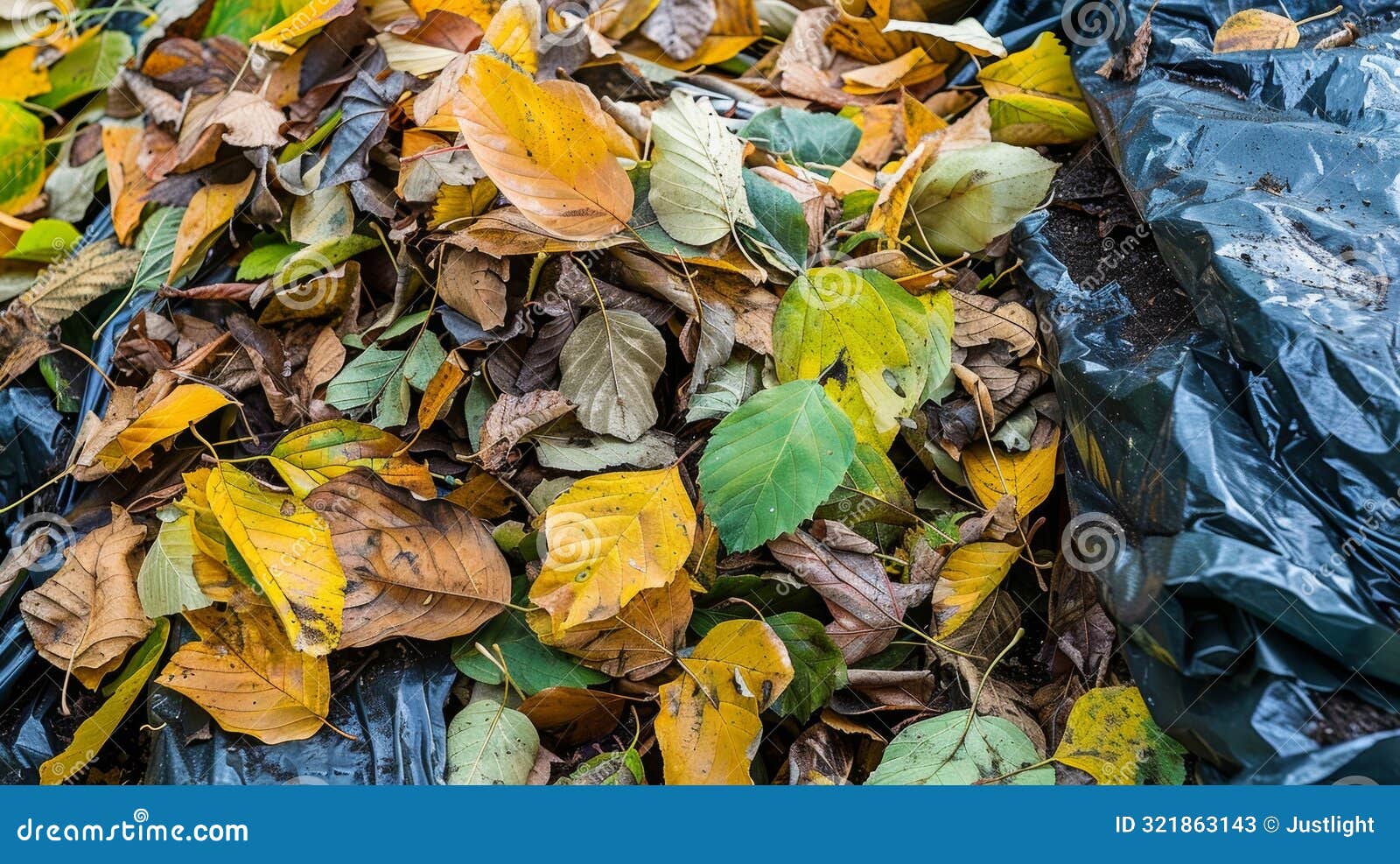 A Pile of Leaves on a Tarp Ready To Be Turned into Compost Stock Image ...