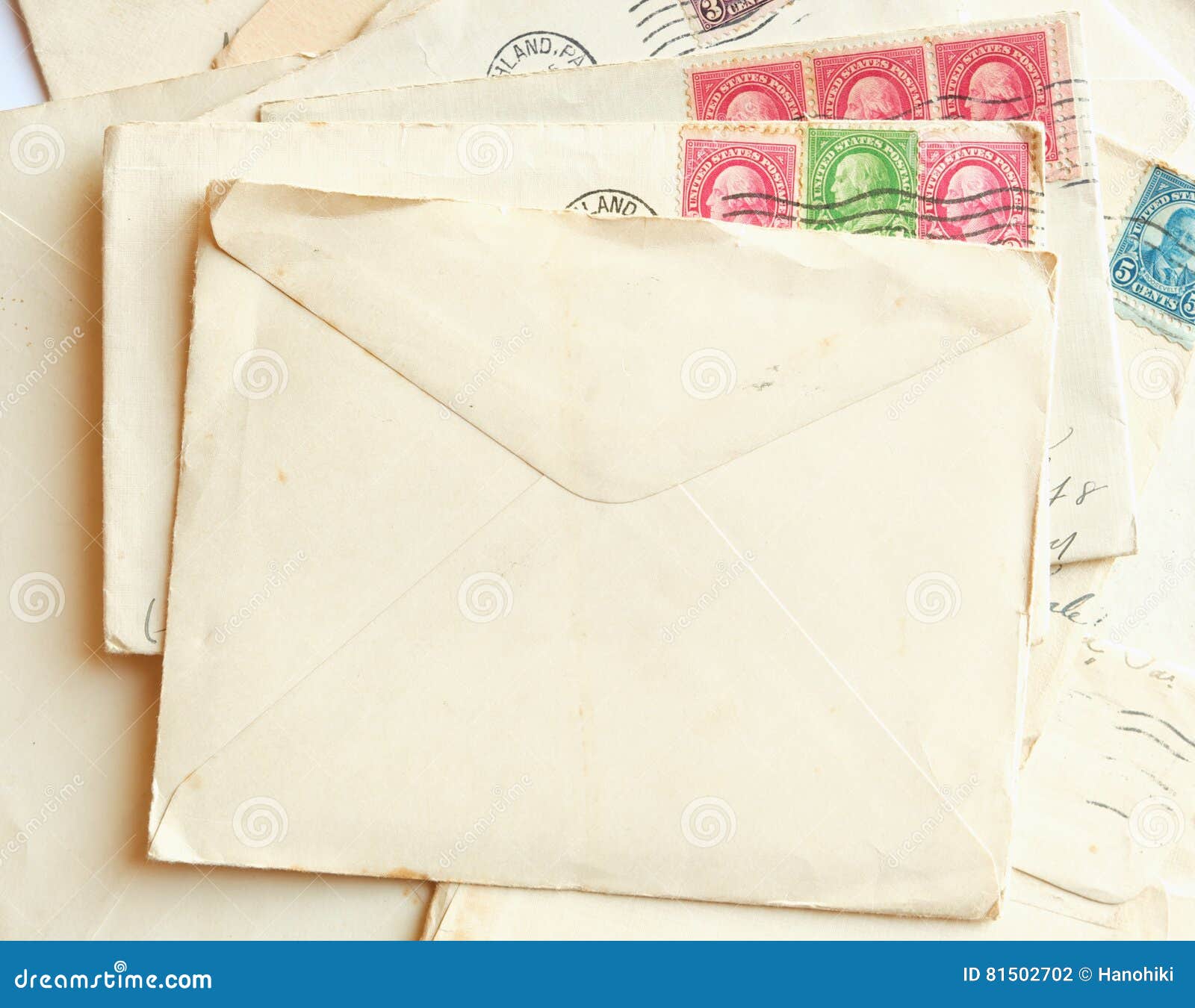 Blank Envelope On Pile Of Old Letters, Envelopes Post Stamps Editorial ...