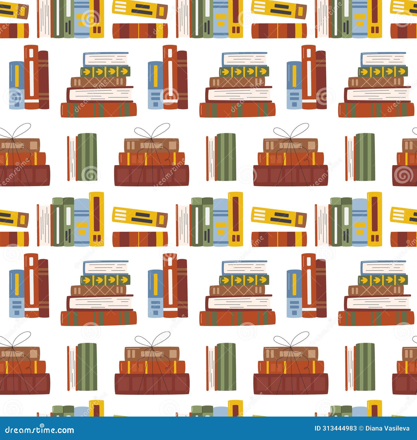 Pile of Library Books Vector Flat Seamless Pattern Stock Vector ...