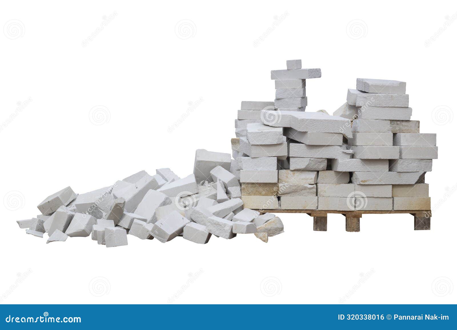 Pile of Lightweight Concrete in Construction Site Isolated on White ...