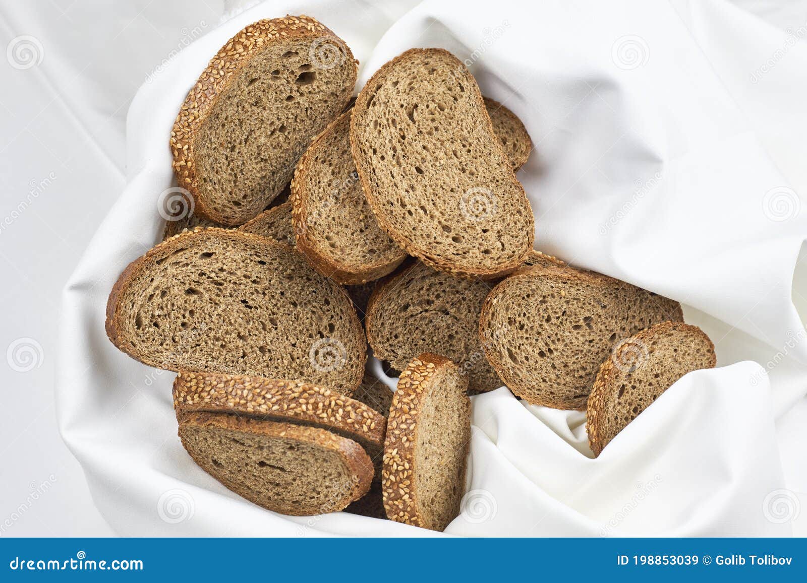 Pile of loaf bread slices stock image. Image of bread - 198853039