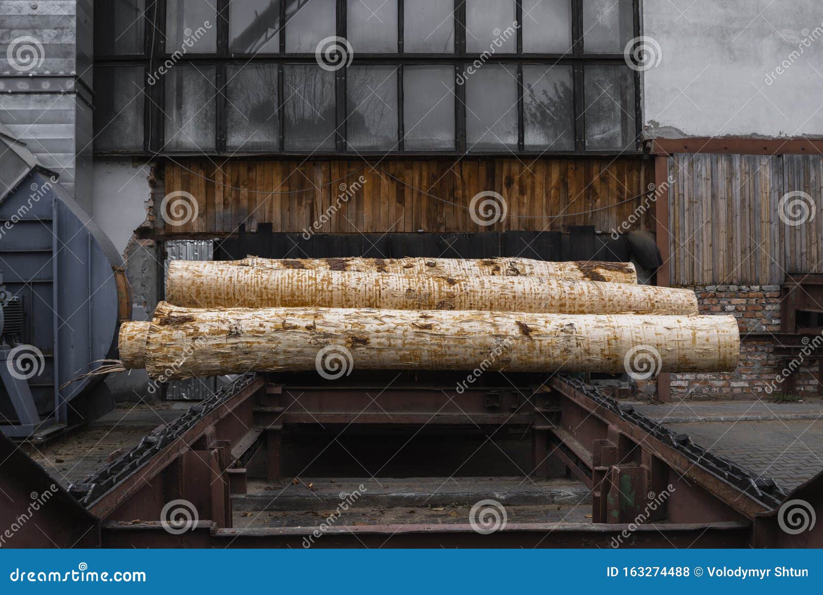 A Pile of Logs Lie on a Forest Platform, a Sawmill. Processing of ...