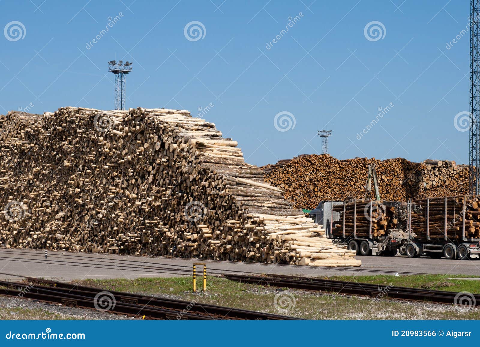 A Pile of Logs at the Port Ready for Loading Ships Stock Photo - Image ...