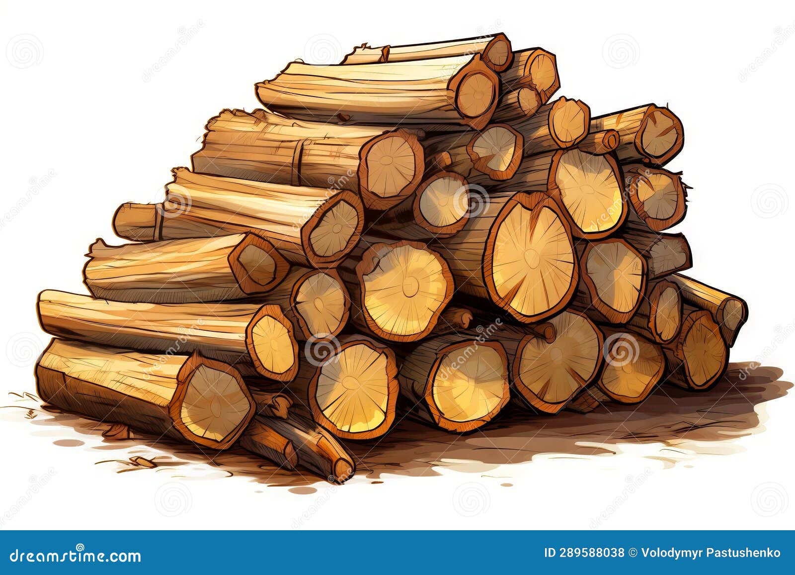 Pile of Logs Sitting on Top of White Floor. Generative AI Stock Photo ...