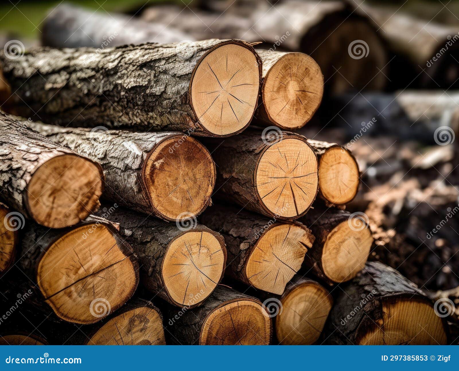 Pile of Logs in a Wooded Area Stock Illustration - Illustration of ...