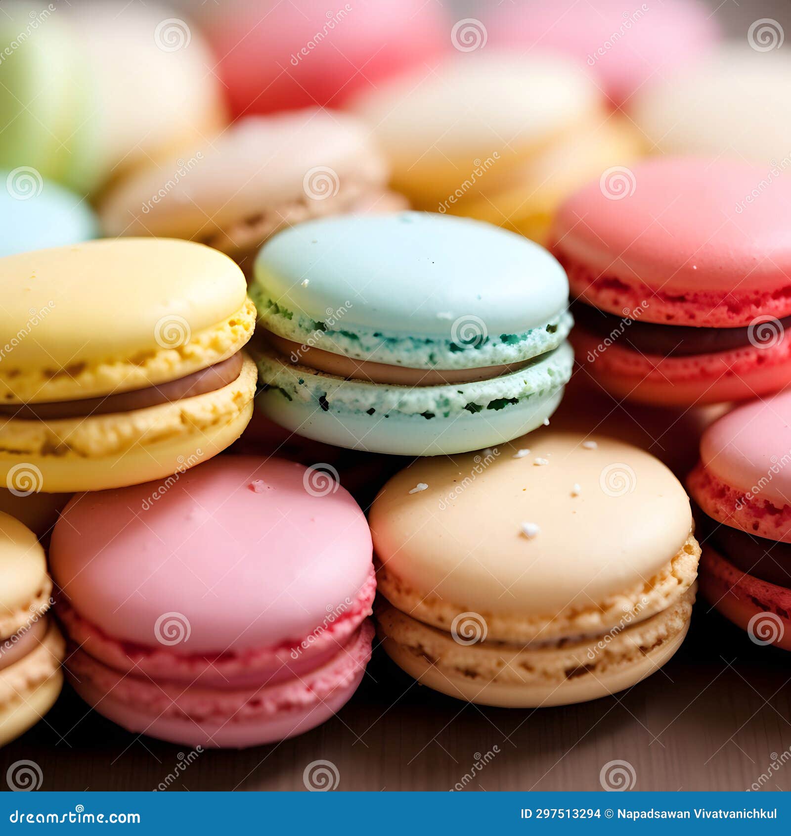A Pile of Macarons in Various Flavors. Generative AI. Stock ...