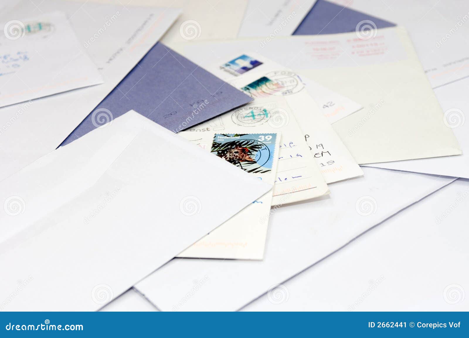 Pile Of Letters, Post Stamps And Blank Envelope Editorial Image ...