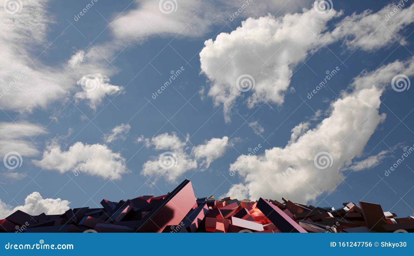 Pile of Many Blocks after Falling Down with a Blue Sky Stock ...