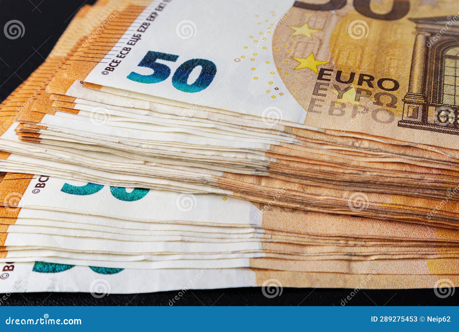 A Pile of Many 50 Euro Banknotes. Close-up of Euro Banknotes Stock ...