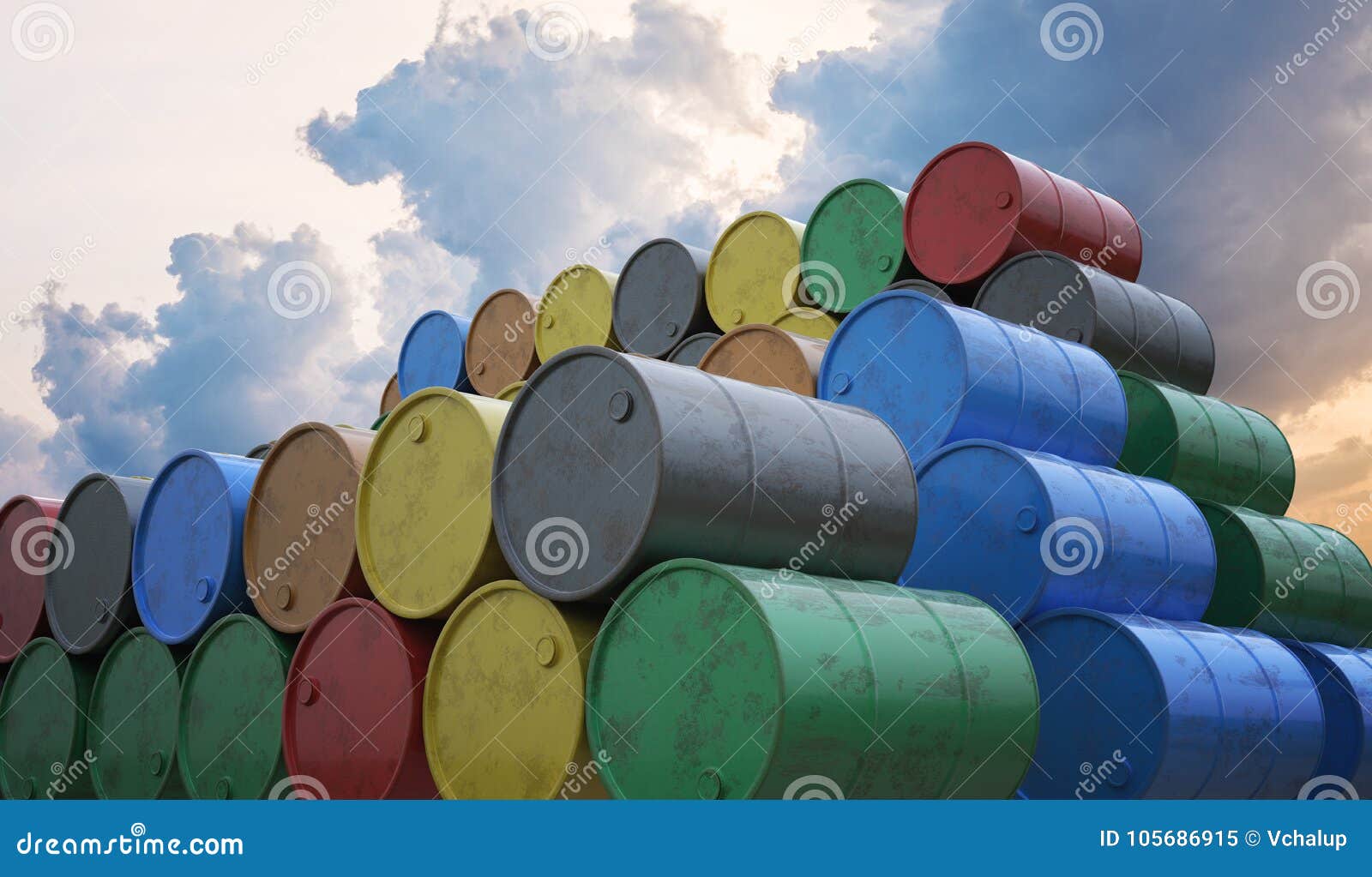 Pile of Many Oil Barrels. 3D Rendered Illustration Stock Illustration ...