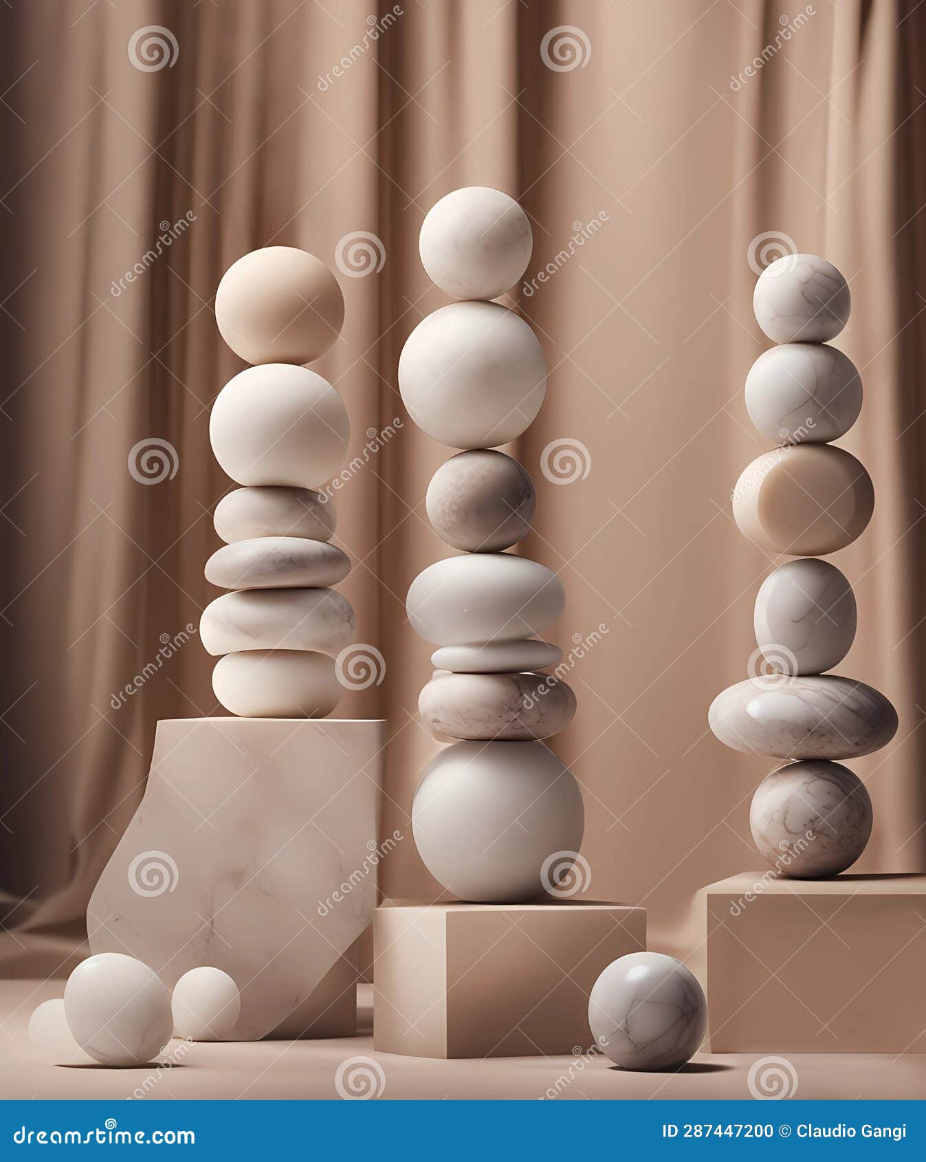 Pile of Marble Stones in Impossible Balance Stock Illustration ...