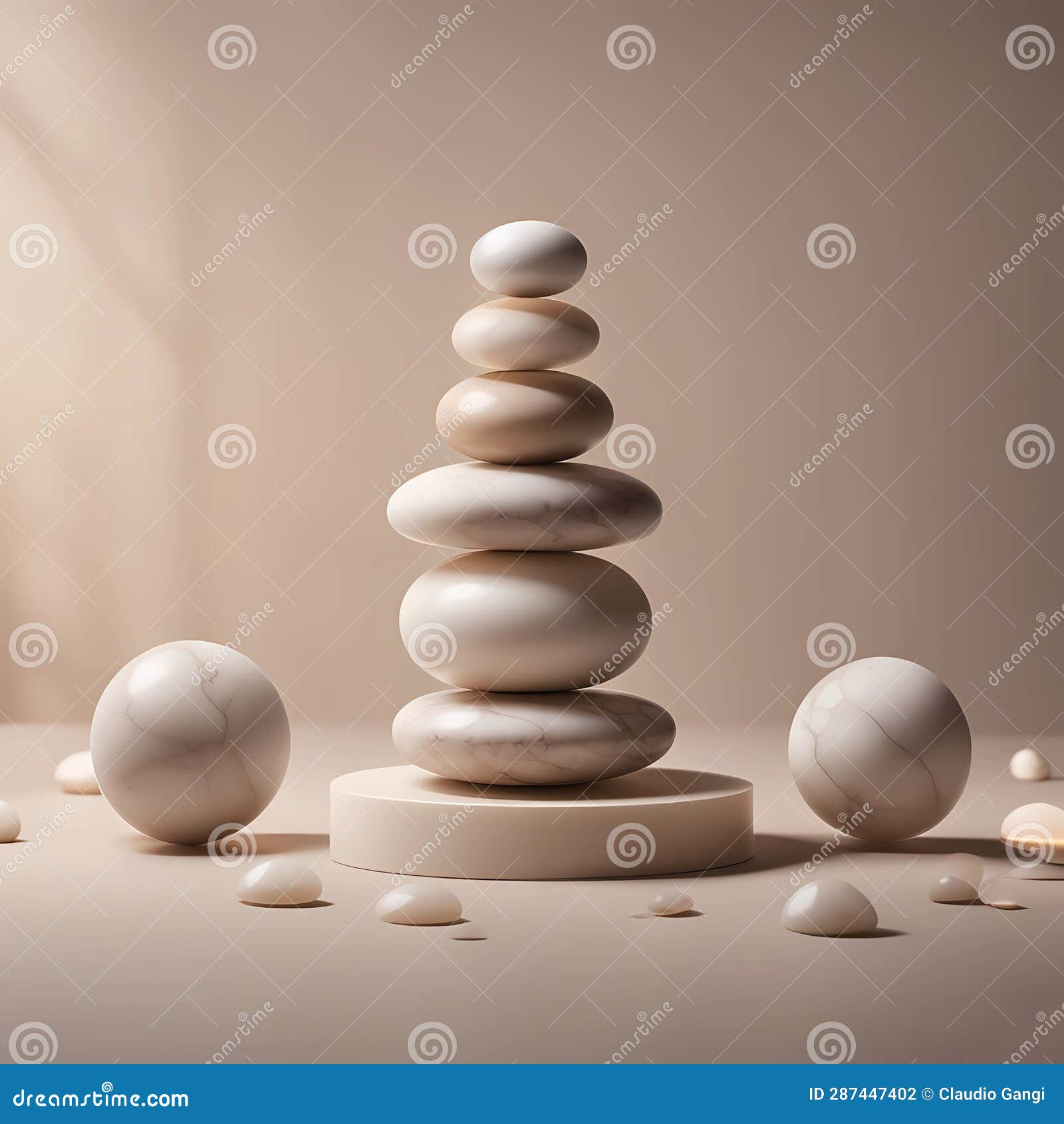 Pile of Marble Stones in Impossible Balance Stock Illustration ...