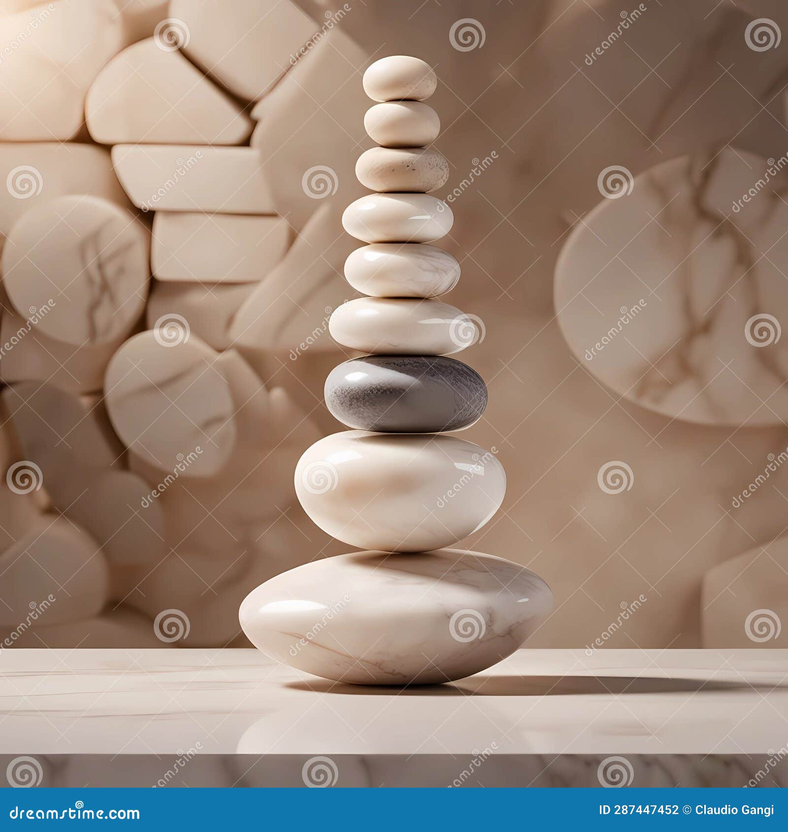Pile of Marble Stones in Impossible Balance Stock Illustration ...