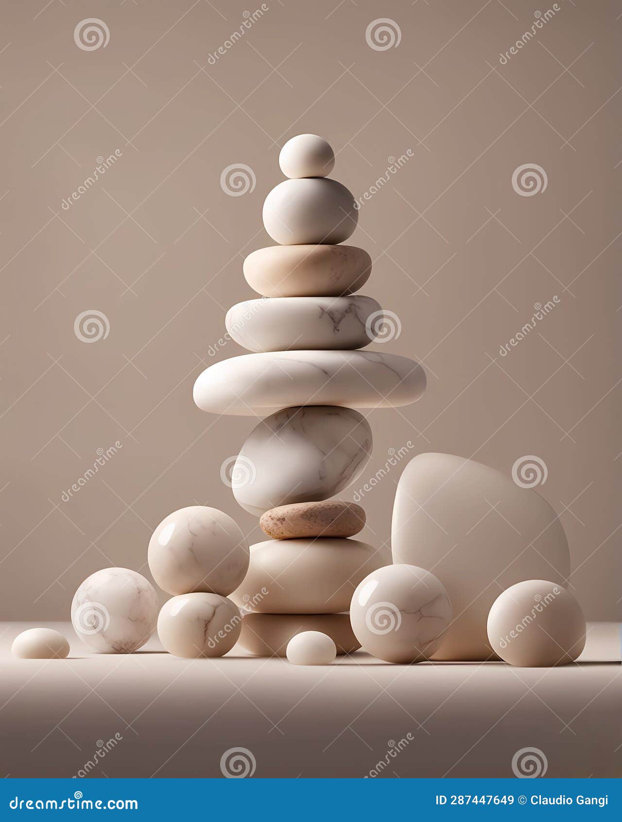 Pile of Marble Stones in Impossible Balance Stock Illustration ...