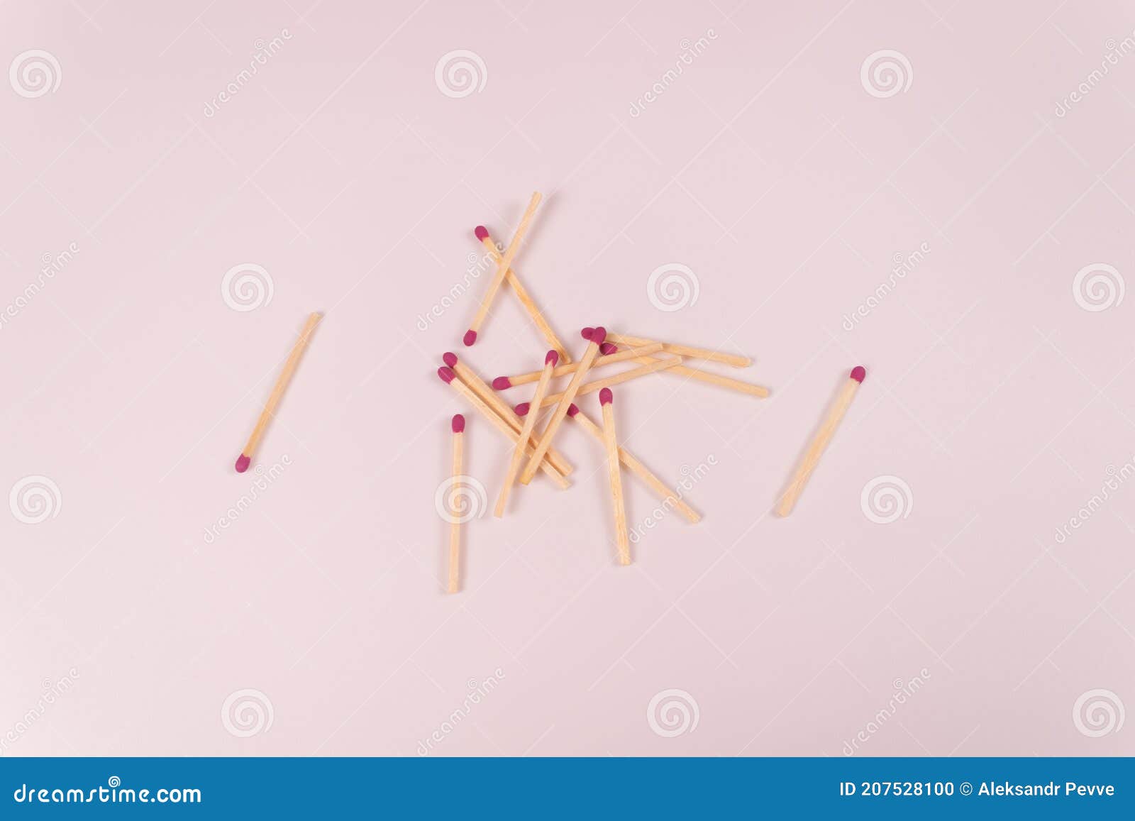 A Pile of Matches and Two Matches in Different Sides, Top View Stock ...
