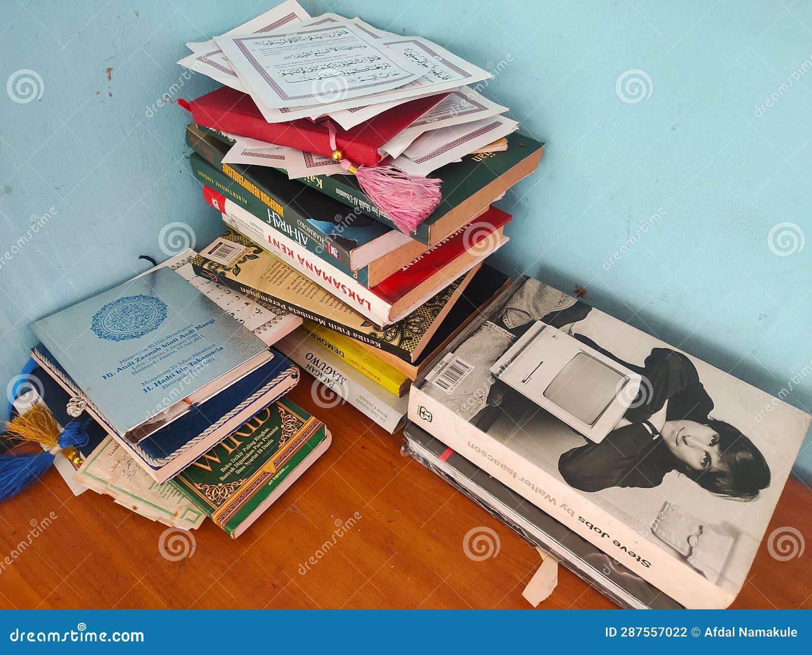 A Pile of Messy Books on a Study Table, Jakarta August 14, 2023 ...
