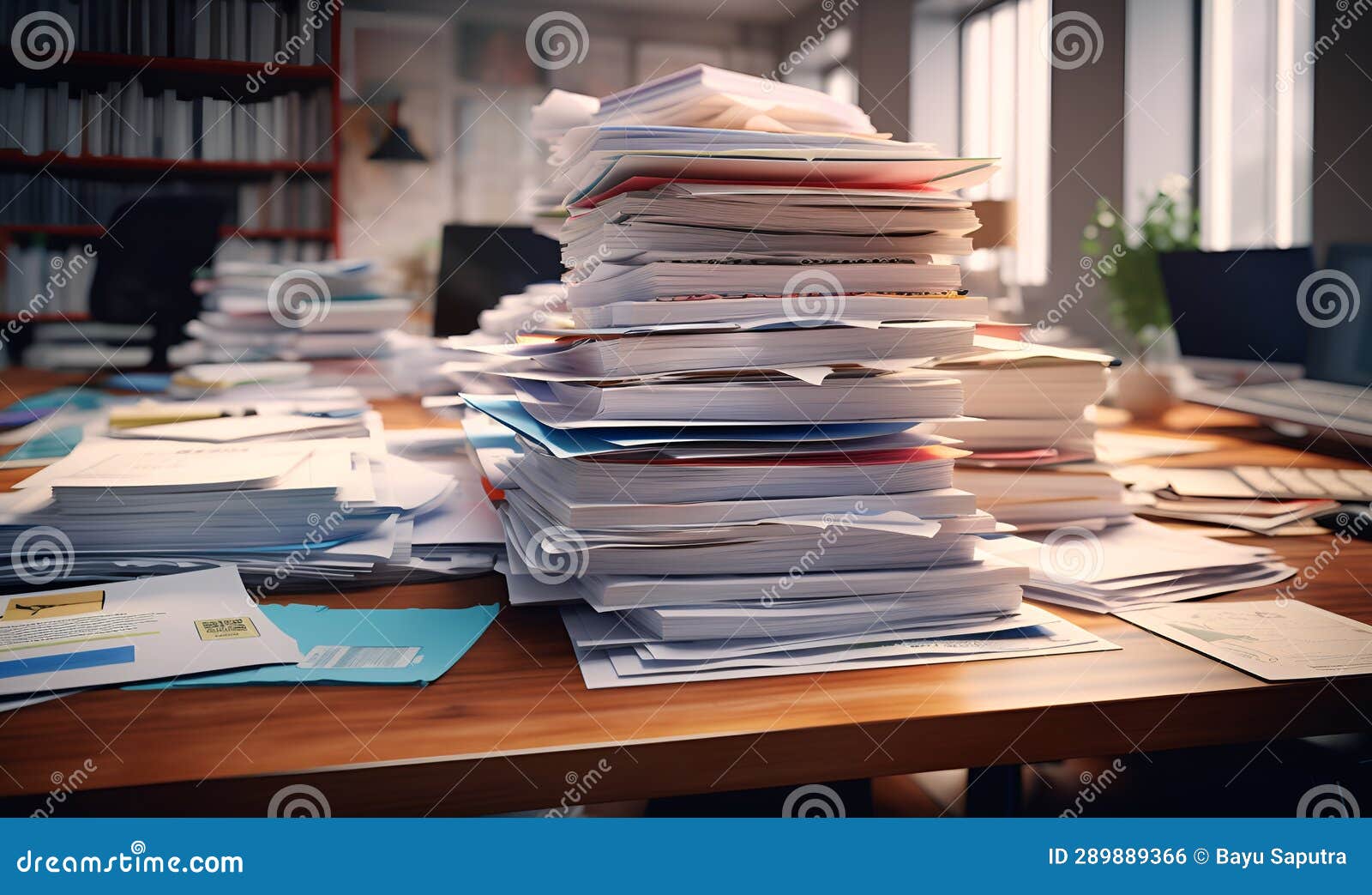Pile of Messy Papers on Work Desk Overwork Concept, Ai Generative Stock ...