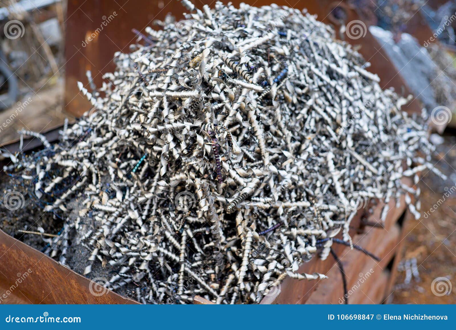 Pile of metal chips stock image. Image of manufacturing - 106698847