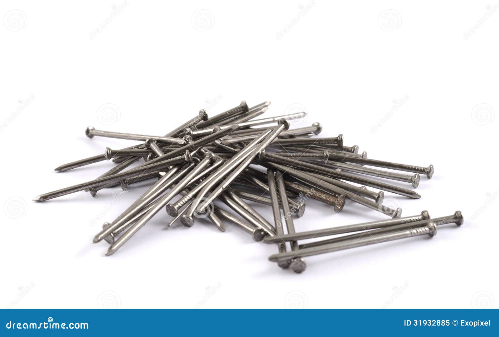 Pile of Metal Nails Isolated Stock Image - Image of detail, industrial ...