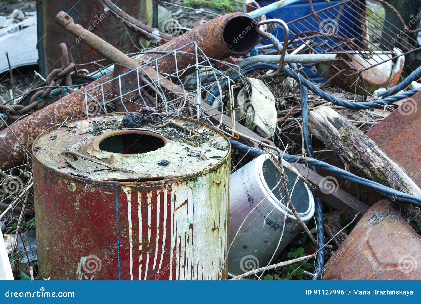 Pile of metal trash stock photo. Image of trash, pile - 91127996