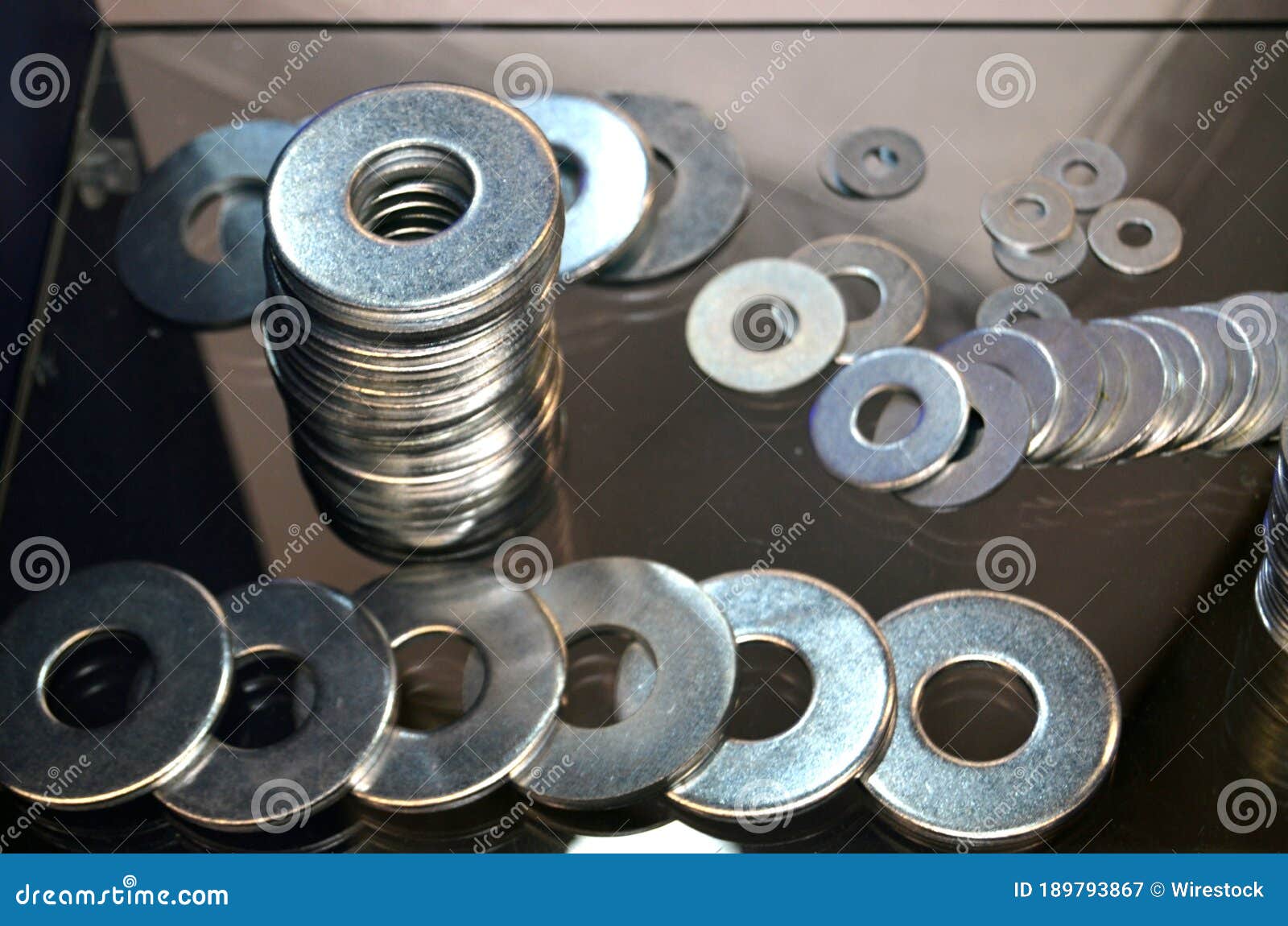 Pile of Metal Washers on a Surface Stock Image - Image of object, macro ...